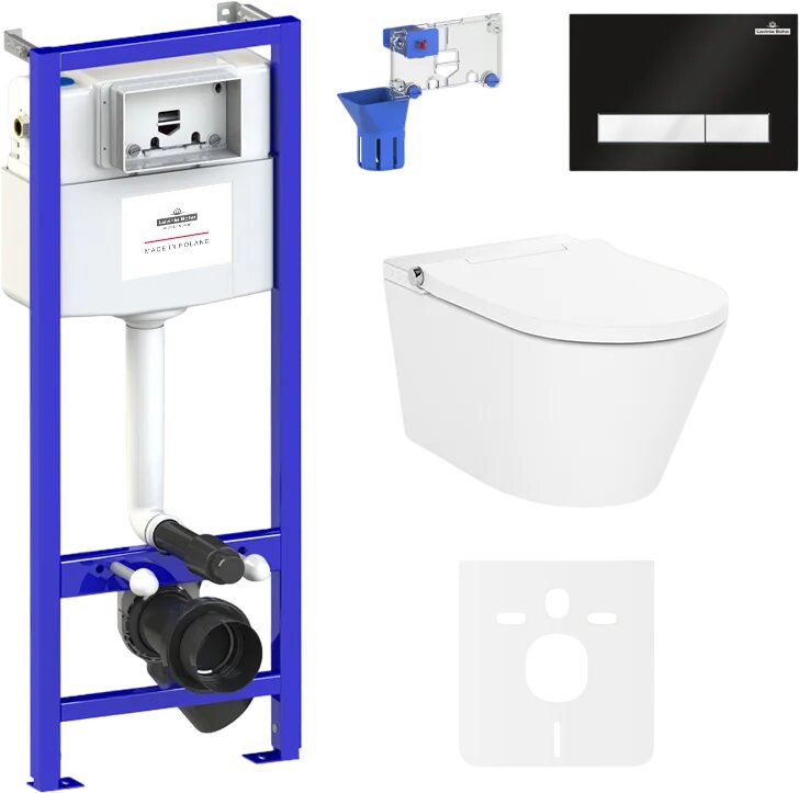 Комплект Lavinia Boho Унитаз подвесной Smart V-Clean 3359102R с микролифтом / Инсталляция RelFix 38010010 / Кнопка, Дозатор