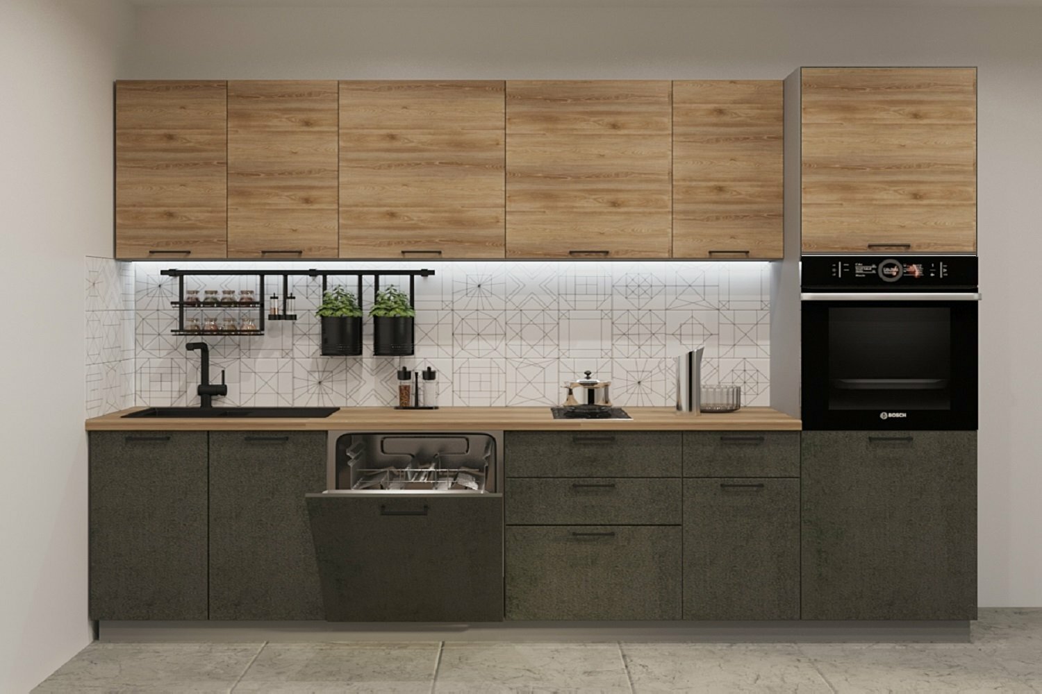 Кухонный гарнитур серии Лофт 3000 мм