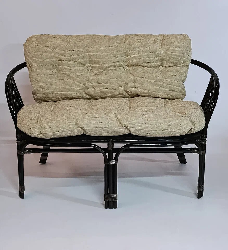 Диван Vinotti "Багамы" 01/16C, плетеный, двухместный, ротанговый, Цвет: темный коньяк, подушка рогожка