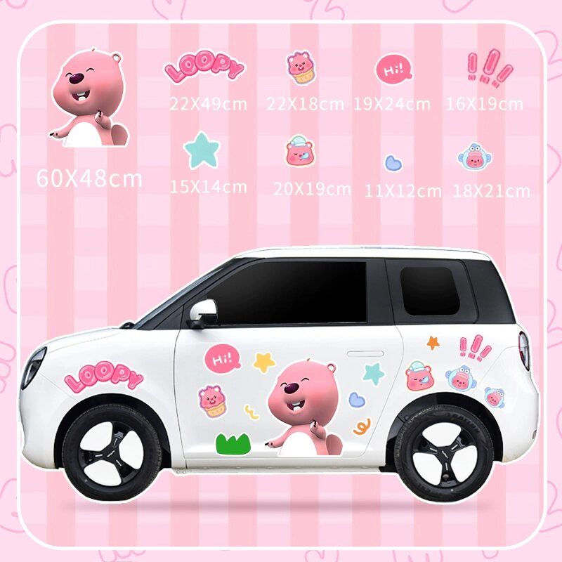 Наклейки на кузов автомобиля Panda mini, липкие, в виде лоуипа, рубинового маленького бобра, для декора кузова,