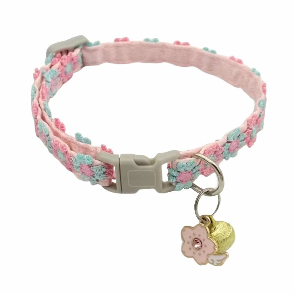 Красочный кружевной цветочный ошейник bell cat Puppy Collar-сине-розовый цветок