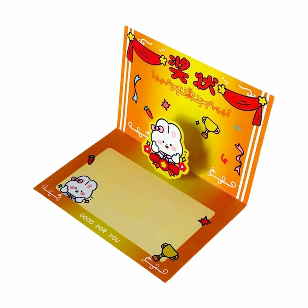 10 листов, серия симпатичных сертификатов, 3D стерео поздравительные открытки на день рождения-Мультяшный кролик