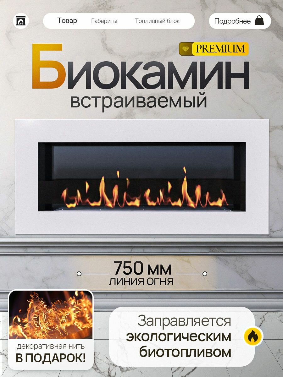 Биокамин встраиваемый "Премиум 1100" см. Декоративный экокамин