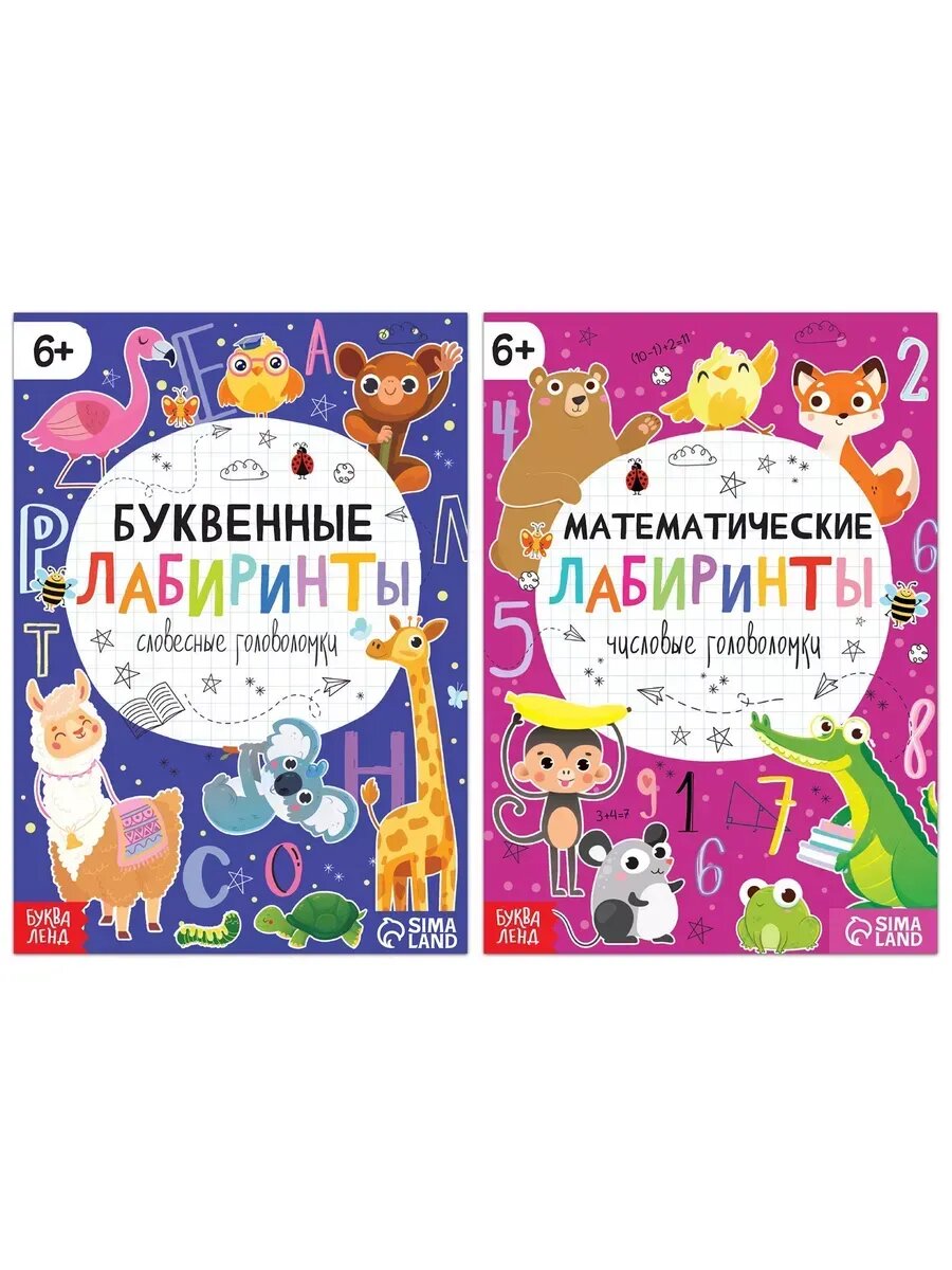 Набор книг "Математические и буквенные лабиринты", 2 шт.