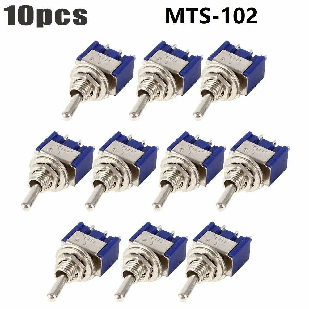 10 шт. Синие мини-переключатели MTS-102 3-контактные SPDT ON-ON 6A 125VAC миниатюрные