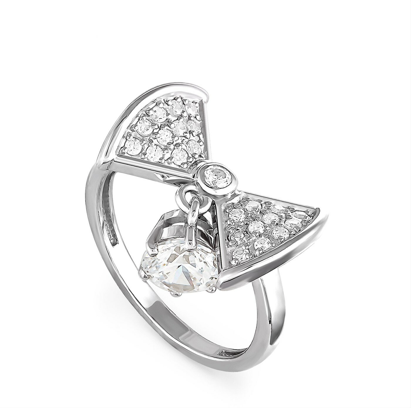 Кольцо, серебро, 925 проба, фианит