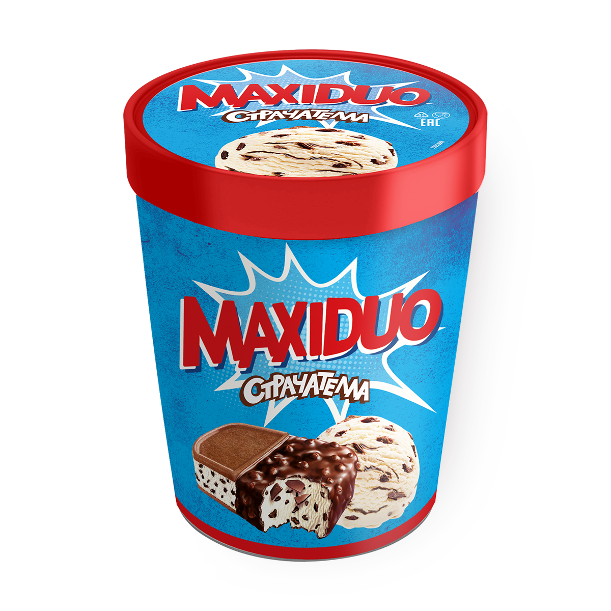 Мороженое Maxiduo "Страчателла", в банке, 282 г, не выше −18 °C