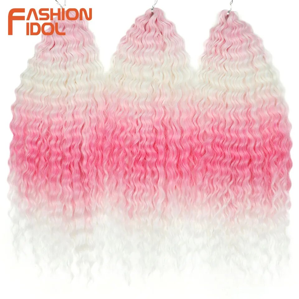 Синтетические косы FASHION IDOL Ariel Curl, HPD170, омбре розово-белые