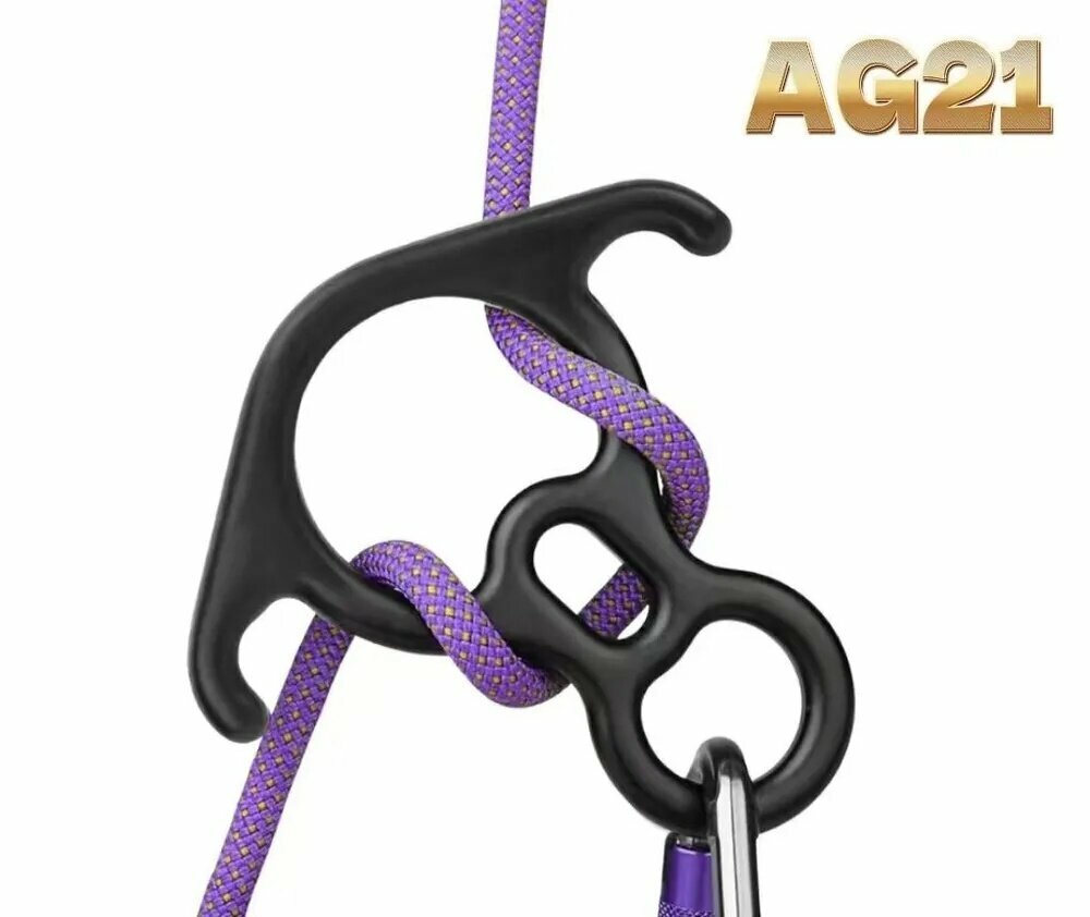 50KN спасательная фигура, 8-кратный спусковой механизм, большой изогнутый ушко для страховки и спуска