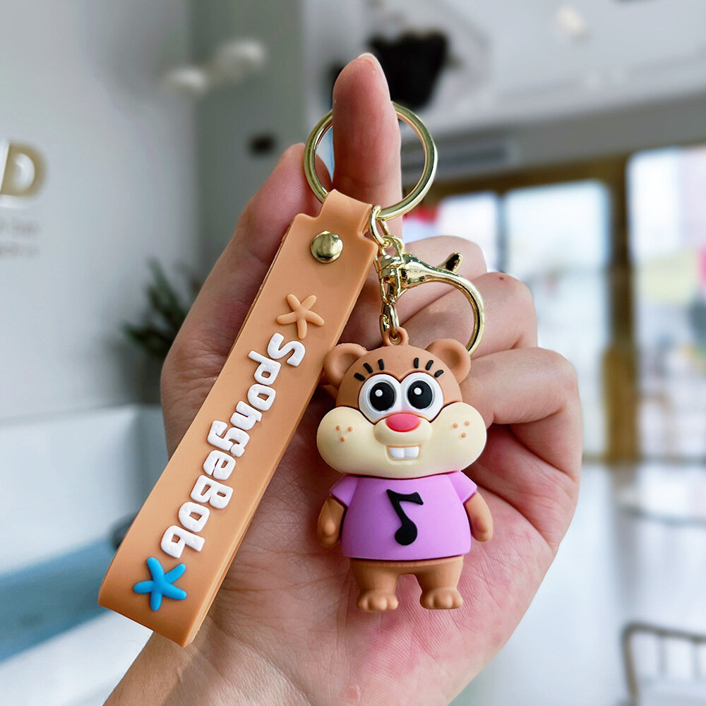 Мультяшный брелок-кукла Губка Боб Квадратные Штаны для вечеринки, милый кукольный кулон для сумки или машины, подвеска Сэнди.