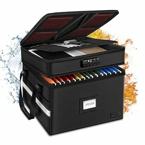 Огнеупорный ящик для документов с замком, 2-х уровневая папка с 5 вкладками, складное хранилище для файлов со светоотражающей полосой для писем и папок формата Legal