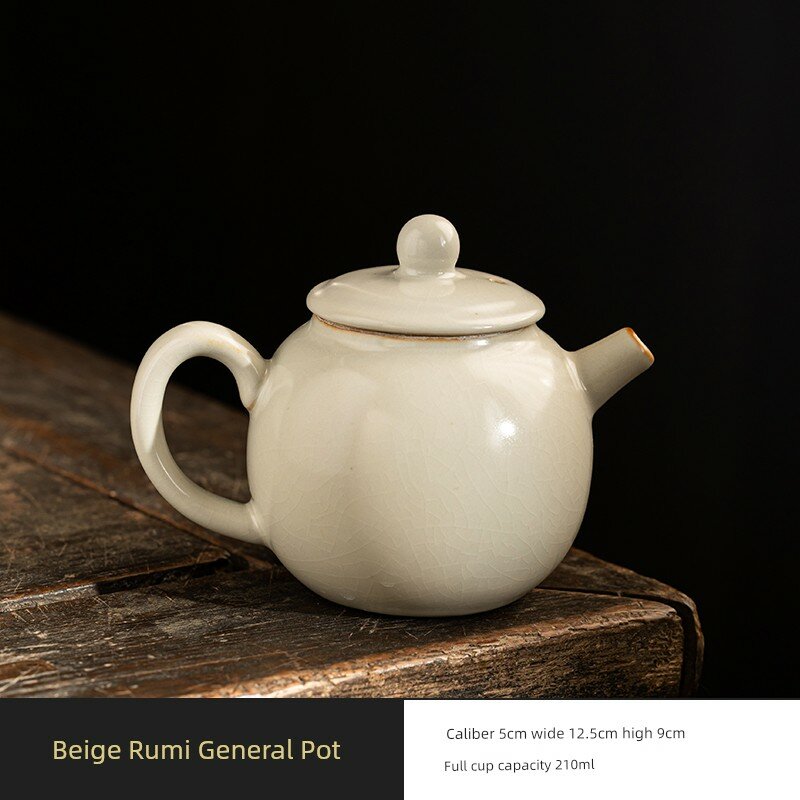 Бежевый чайник из керамики Ru kiln для заваривания чая дома, универсальный керамический чайник, одиночный чайник,