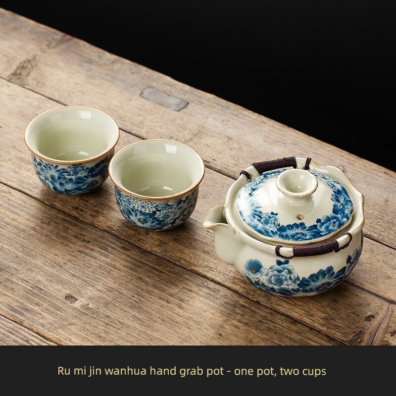 Набор Ruyao с золотыми цветами: ручной чайник и 2 чашки для традиционного китайского чайного церемониала
