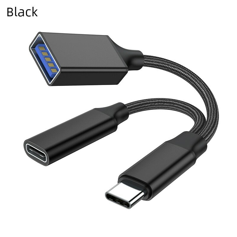 Тип-C OTG адаптер кабель 12,9 см для смартфонов планшетов USB наушников флешек карт-ридера жесткого диска - Черный