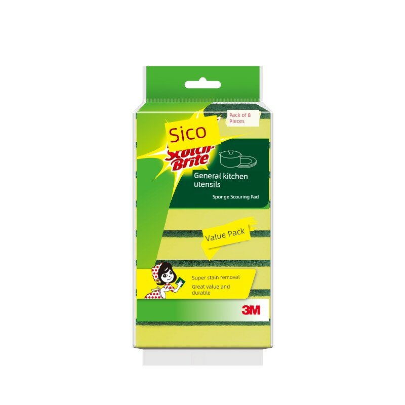 Кухонная губка-скребок 3M Scotch-Brite, впитывающая, не оставляющая жирных следов, утолщенная, для удаления пятен,