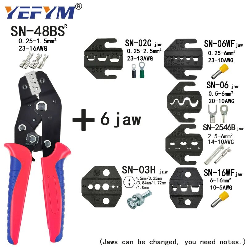 Обжимные клещи YEFYM SN-48BS, 6 насадок