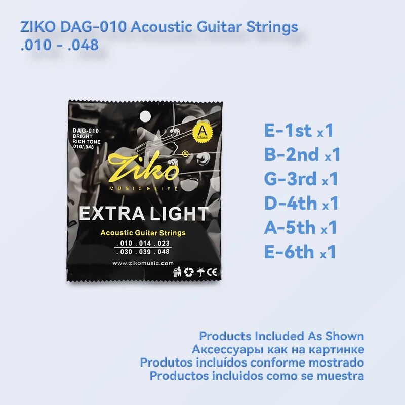 Струны для акустической гитары ZIKO DAG-010/011 10-48/11-50 DAG 010