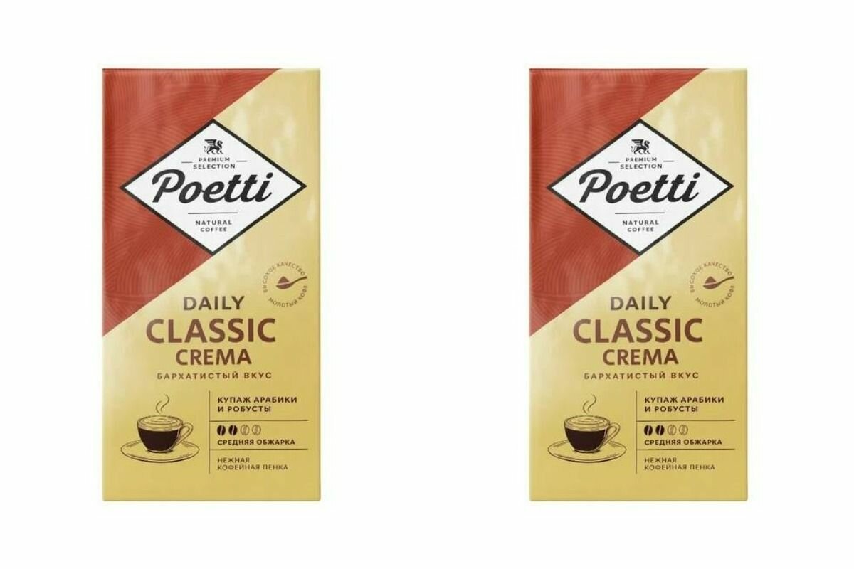 Poetti Кофе молотый Classic Crema, 250 г, 2 уп