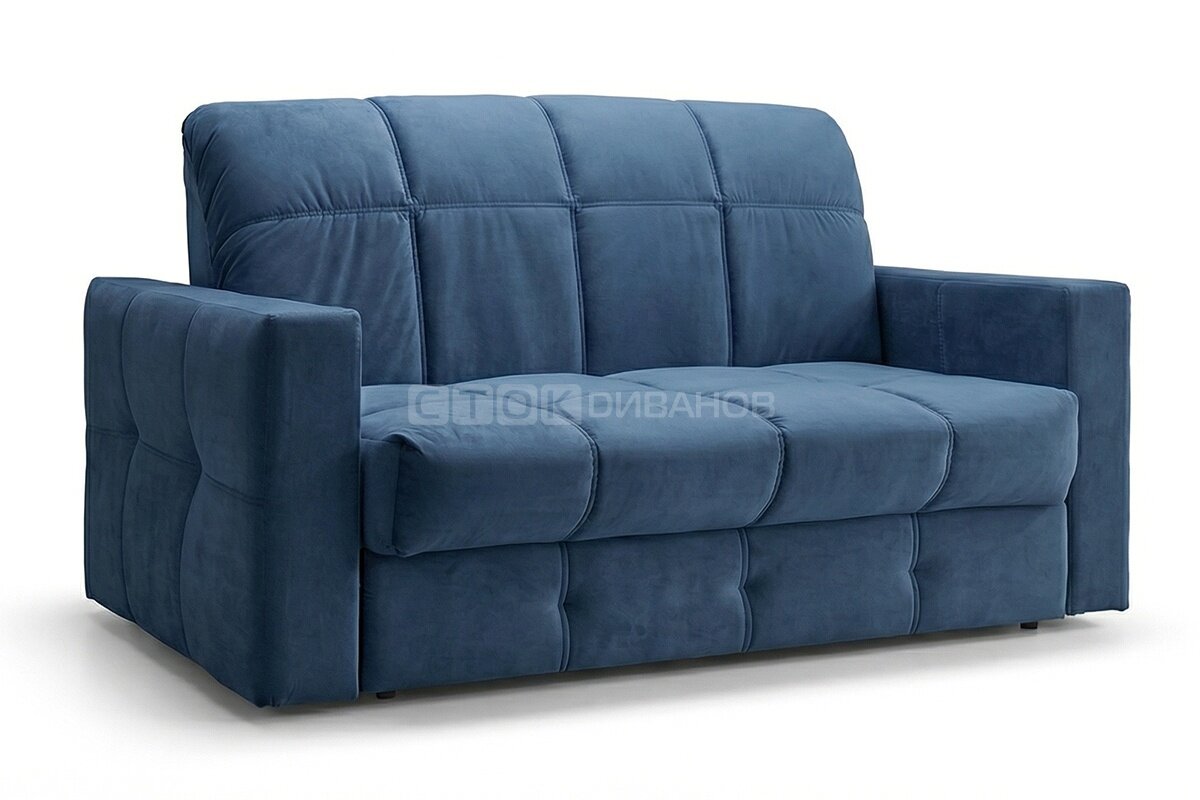 Диван Сток Диванов Соната, темно-синий велюр, 180 см, механизм аккордеон на металлокаркасе