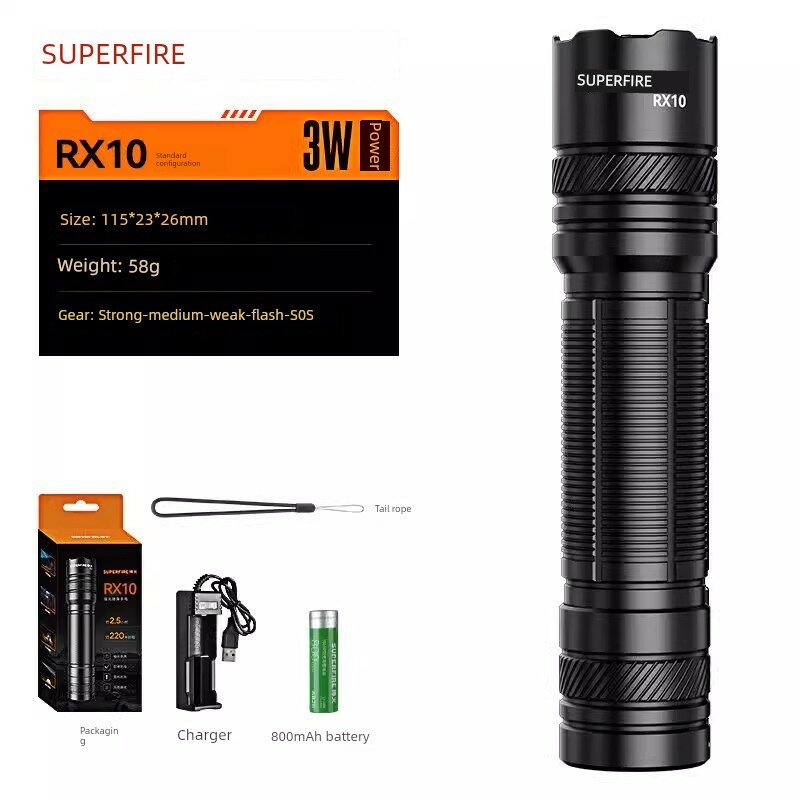 Фонарик SUPERFIRE Shenhuo RX10, небольшой портативный, сильный свет, зум, зарядка, ультра-яркий, многофункциональный,