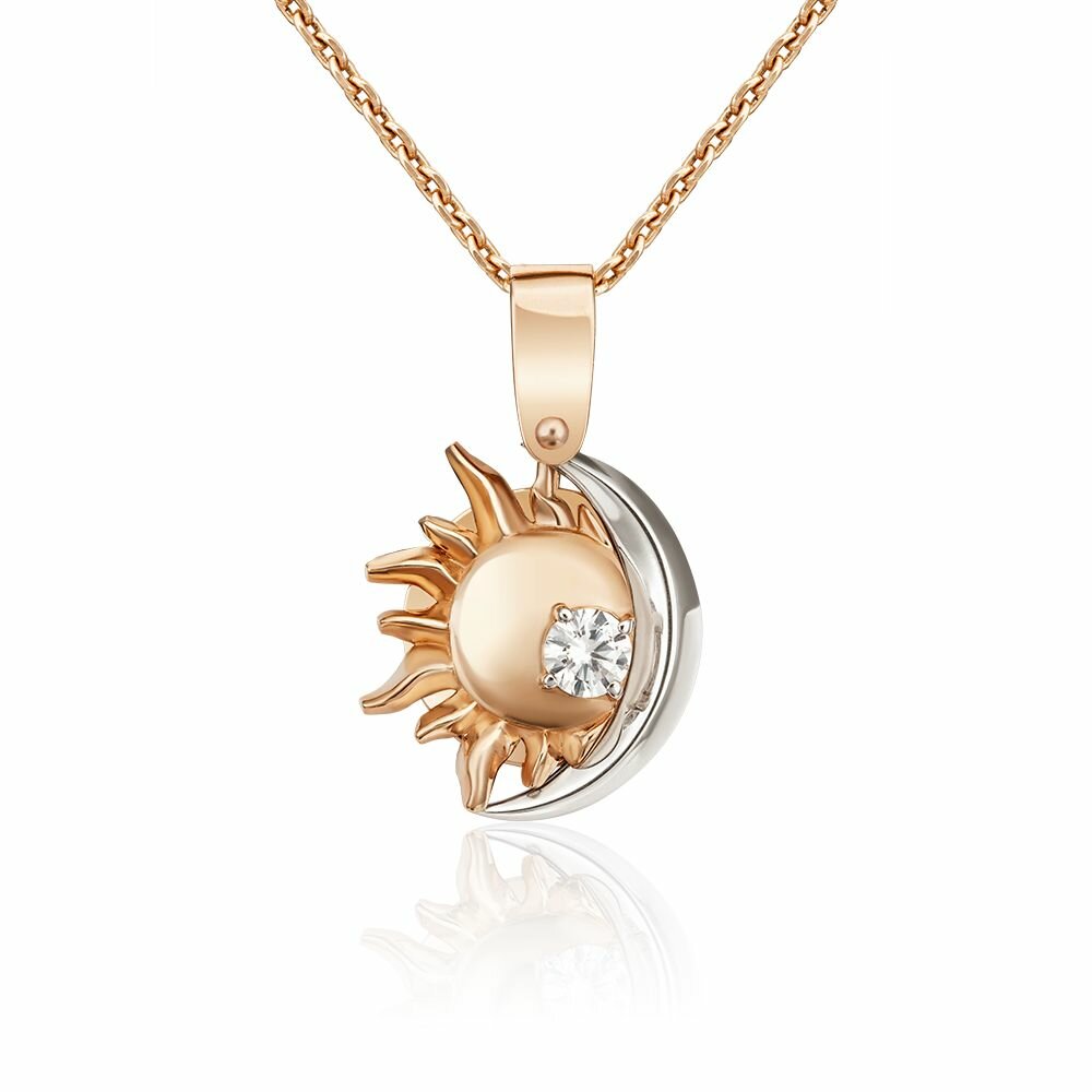 Подвеска PLATINA, комбинированное золото, 585 проба, родирование, фианит