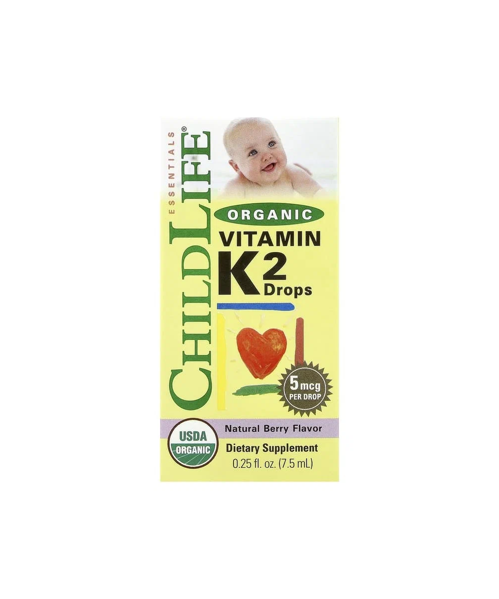 ChildLife Organic Vitamin K-2 Drops, Органический витамин K-2 в каплях 5 мкг 7.5 мл - Ягодный вкус