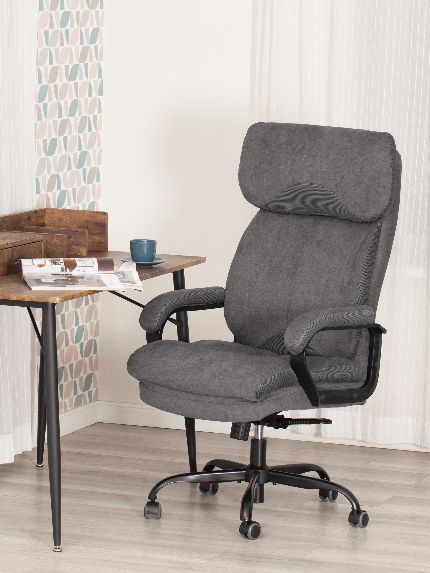 Компьютерное кресло руководителя TetChair Duke metal BL, ткань, серый