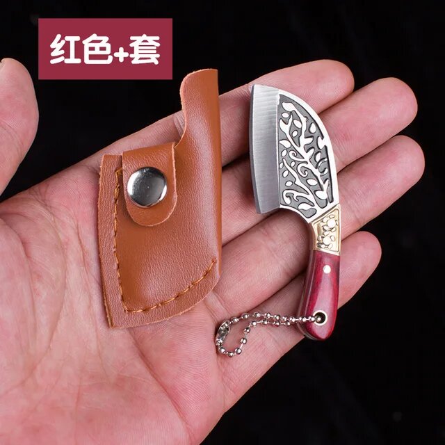 Латунный кран, мини-нож, портативный нож, распаковка, лезвие EDC, фиксированное лезвие, кожаные ножны, резак, инструмент для выживания на открытом воздухе, подарок.