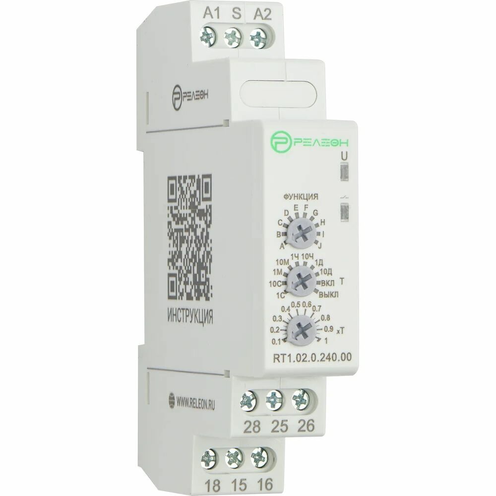 Многофункциональное реле времени релеон 2 перекидных контакта 8А; 12-240 AC/DC; RT102024000