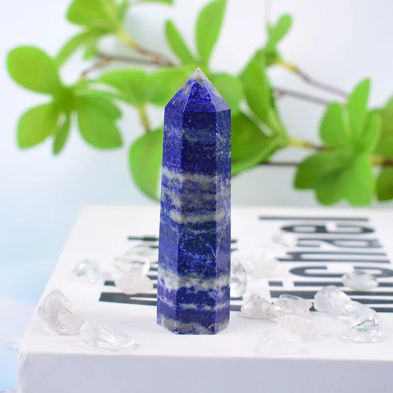 Натуральный Лазурит, Полированный Кристалл 50-80 Мм, Целебный Камень, Шестиугольный Обелиск, Палочка, Украшение Для Дома, Каб.