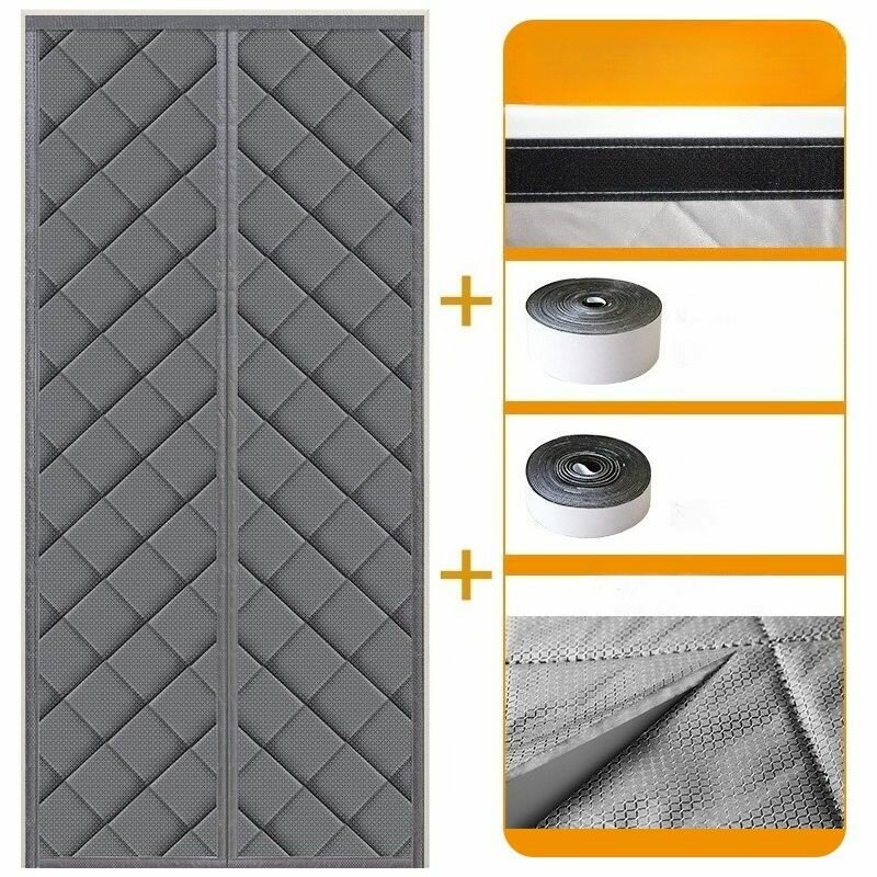 Зимняя шторка для двери с магнитной лентой Утепленная непродуваемая штора без сверления