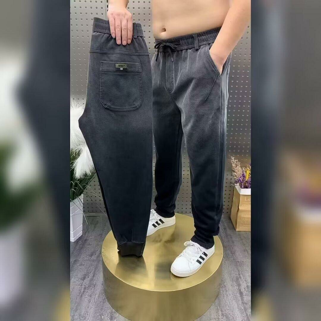 Тренд RONG CH Мужские Джинсы Лето Гонконг Стиль Слим Хип-Хоп Высокий Улица Деним, Размер_XL