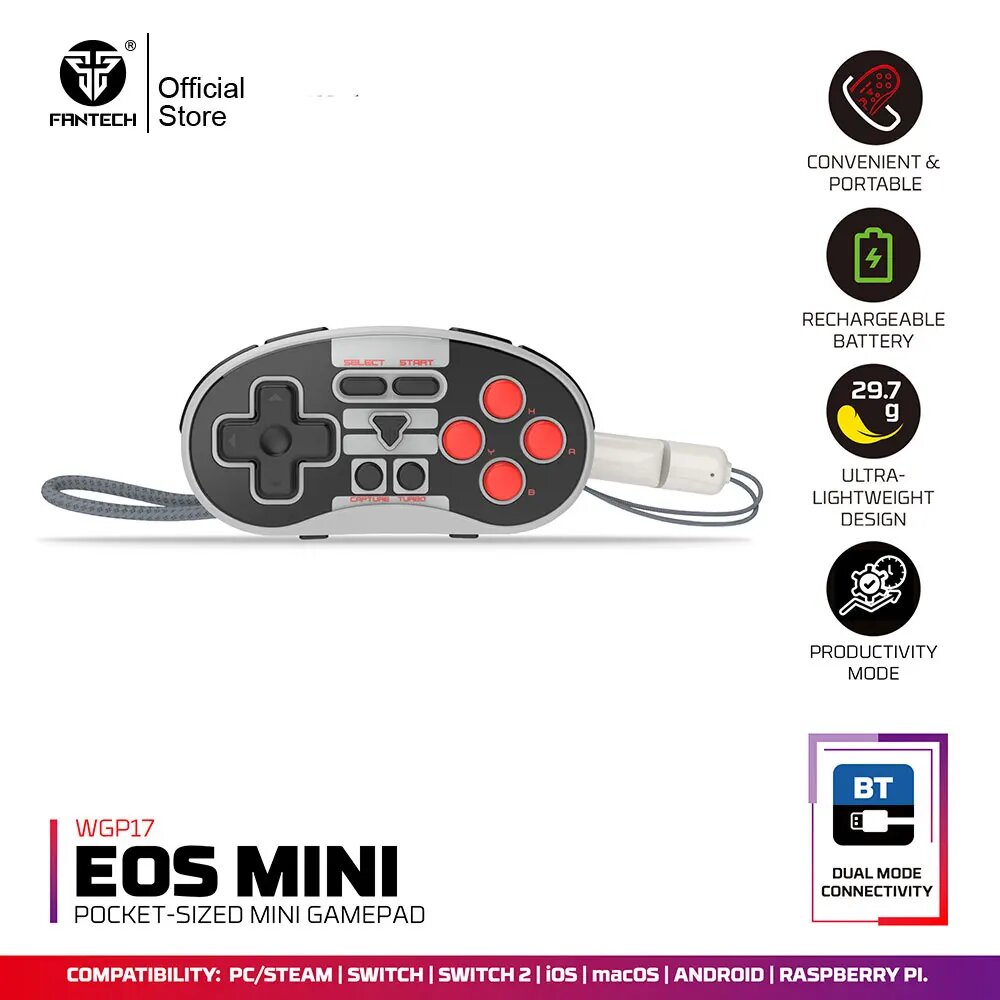 Геймпад FANTECH WGP17 EOS MINI, настраиваемое управление, Ual-Mode D-Pad/джойстик для мини-контроллера ПК ANKI