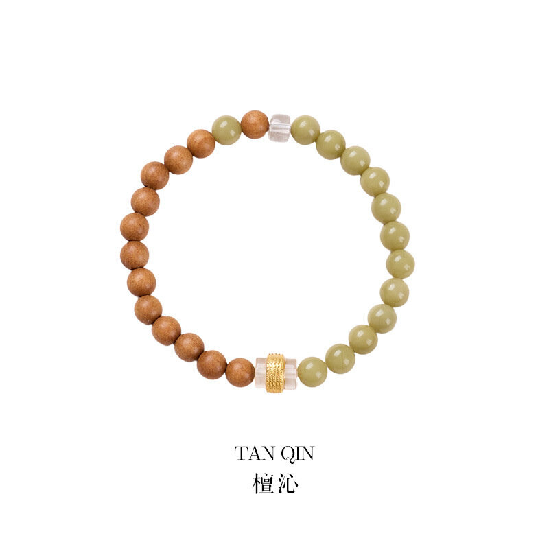 YM Mall Браслеты из бусин Тигровый глаз и дерево Защита и удача