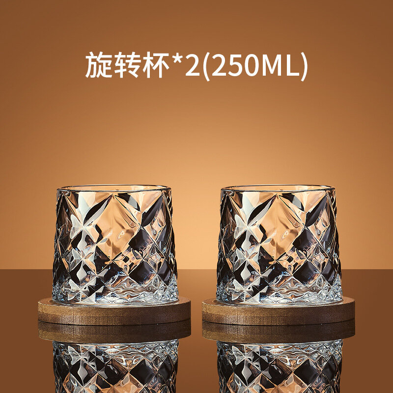 Bangbeibei толстое цветное стекло креативная вращающаяся рюмка для виски ручная роспись кружащаяся чашка с деревянным поддоном декомпрессионная чашка