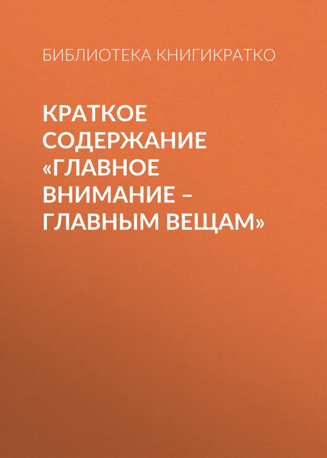 Краткое содержание «Главное внимание – главным вещам» [Цифровая книга]