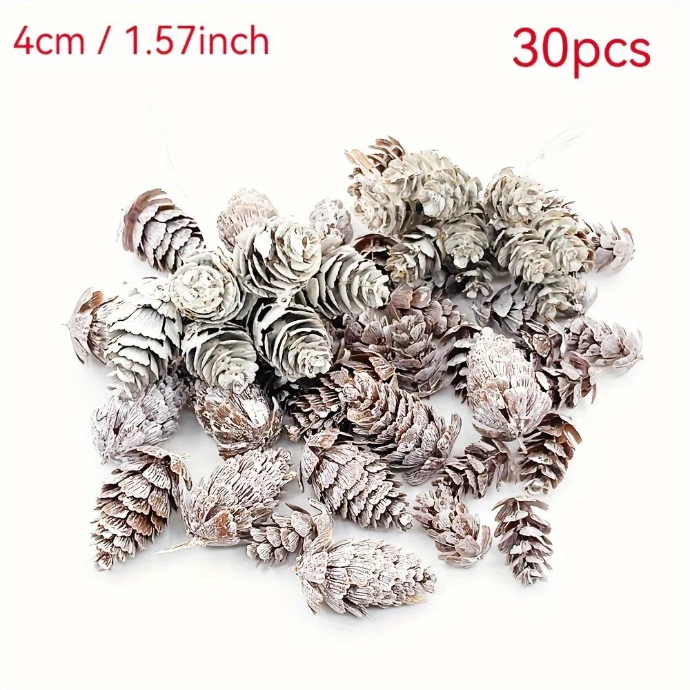 30шт Искусственные шишки 4см, белые