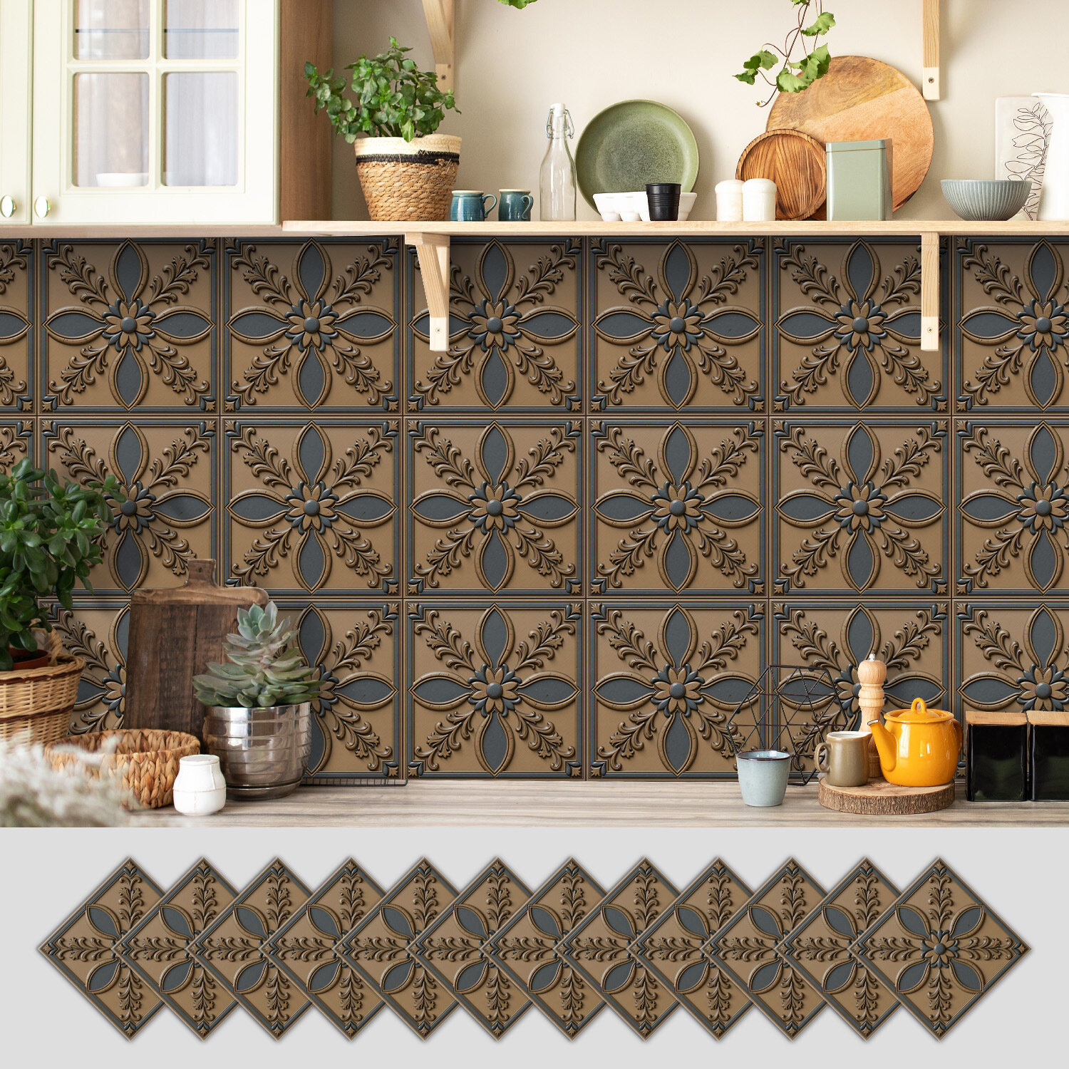 12 штук самоклеящихся водонепроницаемых и маслостойких наклеек для кухни, декор для стен в ванной, ремонт и украшение, прочные обои-наклейки