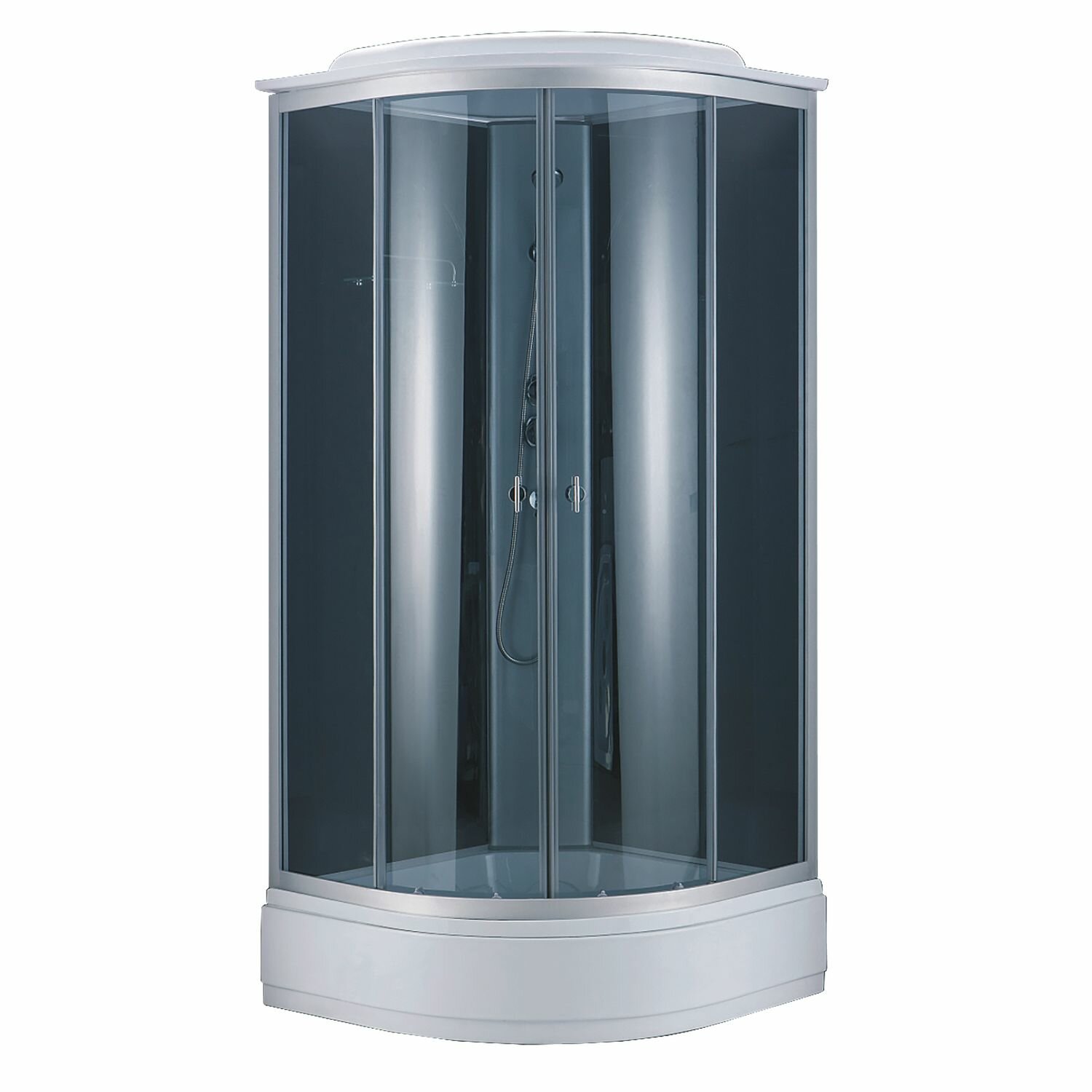 Душевая кабина Loranto 880х880х2150 черное заднее стекло, поддон 26 см, тонированное стекло 4 мм, профиль хром матовый (CS-881EA26TM/B-90)