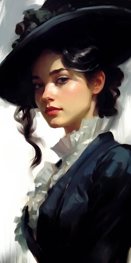 Алмазная Мозаика "Девушка В Шляпе" 40х50 См Алмазная Вышивка / Картина Стразами Подарков / Украшения