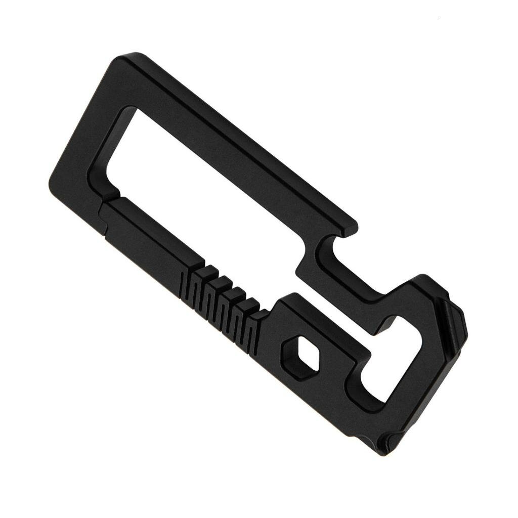 Титановый карабин для ключей с открывалкой, Черная пряжка