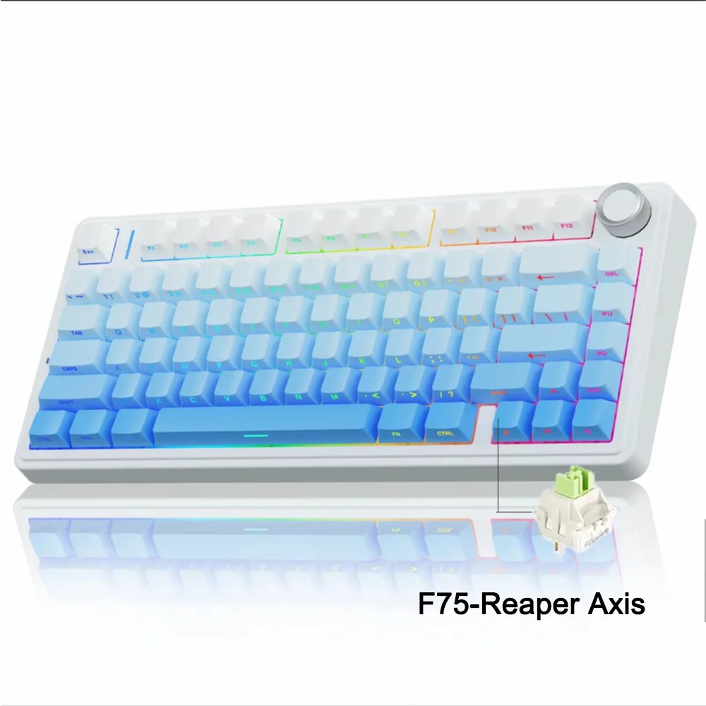 AULA F75 2.4G беспроводная/Bluetooth/проводная игровая механическая клавиатура RGB с индивидуальным дизайном, 75% раскладка, OEM профиль, гасительная структура
