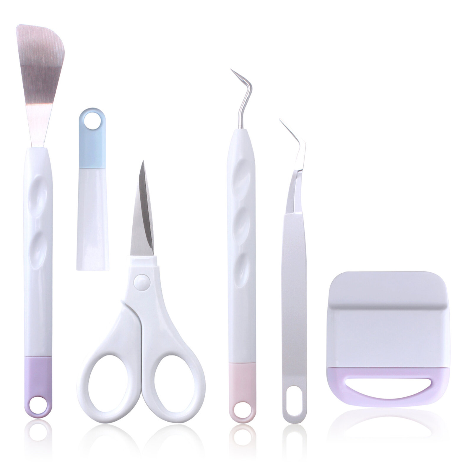 Набор инструментов для винилового ремесла Basic Tool Set Vinyl Craft Weeding Tool с инструментами для удаления, скребком, лопаткой, пинцетами, ножницами Removal Tool Kit для скрапбукинга и DIY проектов, материал ABS+нержавеющая сталь, количество 5pcs