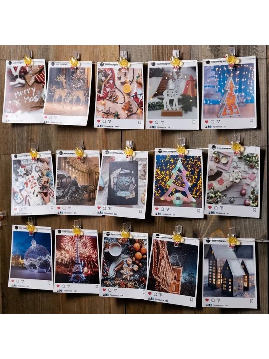 Мягкая светодиодная гирлянда с прищепками для украшений