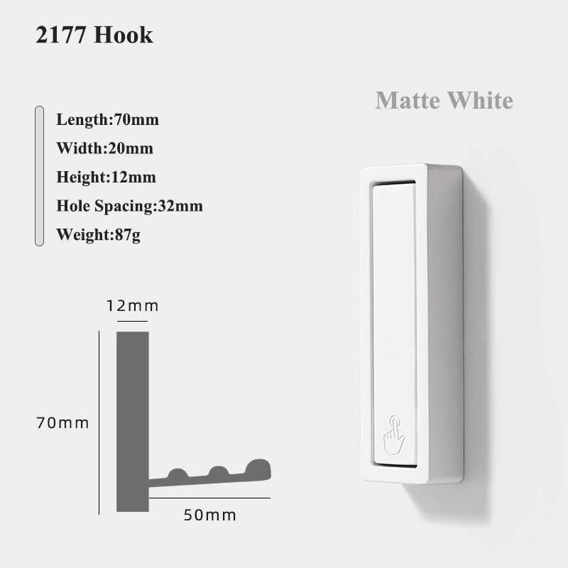 Складной крючок из цинкового сплава Белый, 2177 White