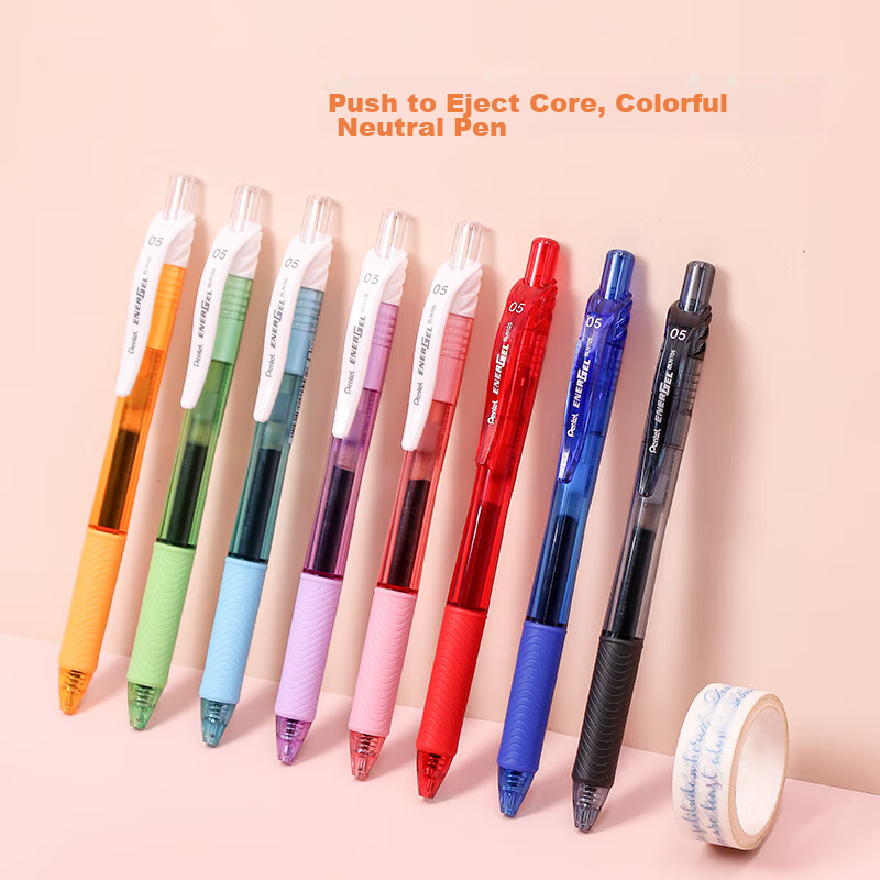 Pentel 0.5mm Retractable Gel Pen, Quick-Drying Ink Pen for Students, Office, And Finance, Needle-Tip Signature Pen (Refill LRN5) BLN105 Orange Barrel Black Ink