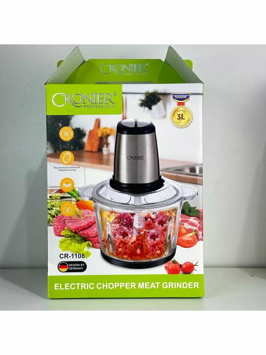 Замените мясорубку и блендер одним прибором — мощным измельчителем CRONIER со стеклянной чашей.