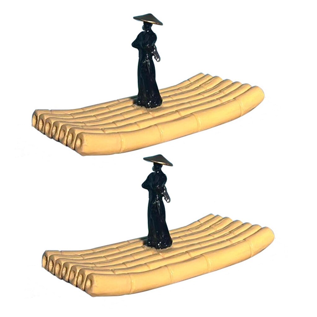 2 небольших бамбуковых плота с плавучими украшениями для лодок