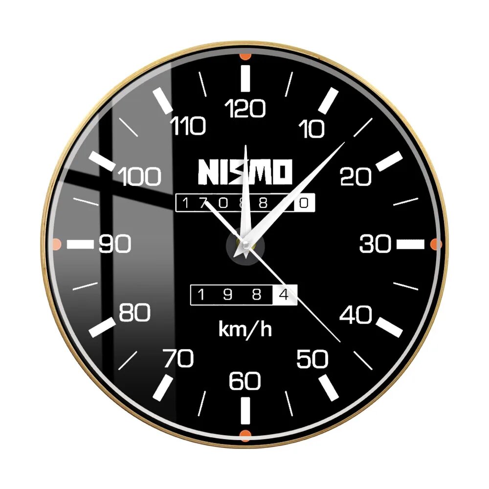 Настенные часы "NISMO" со спидометром, черный, деревянная рама