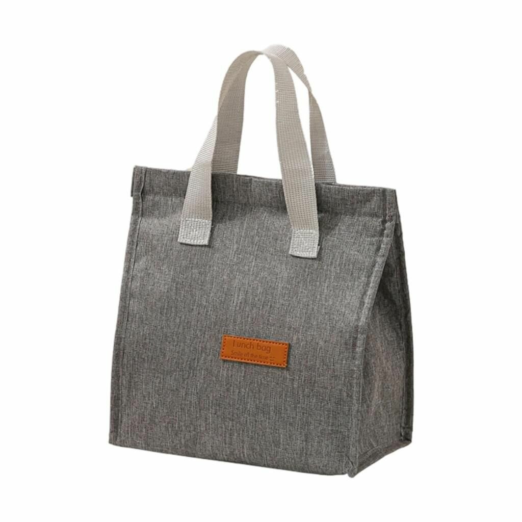 Изолированный мешок для еды, большой объем, ручной ланчбокс для школы и работы, Серый